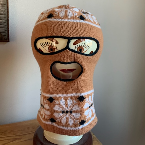 Vintage | Accessories | Vtg Ski Mask 3 Hole Robber Knit Full Head ...